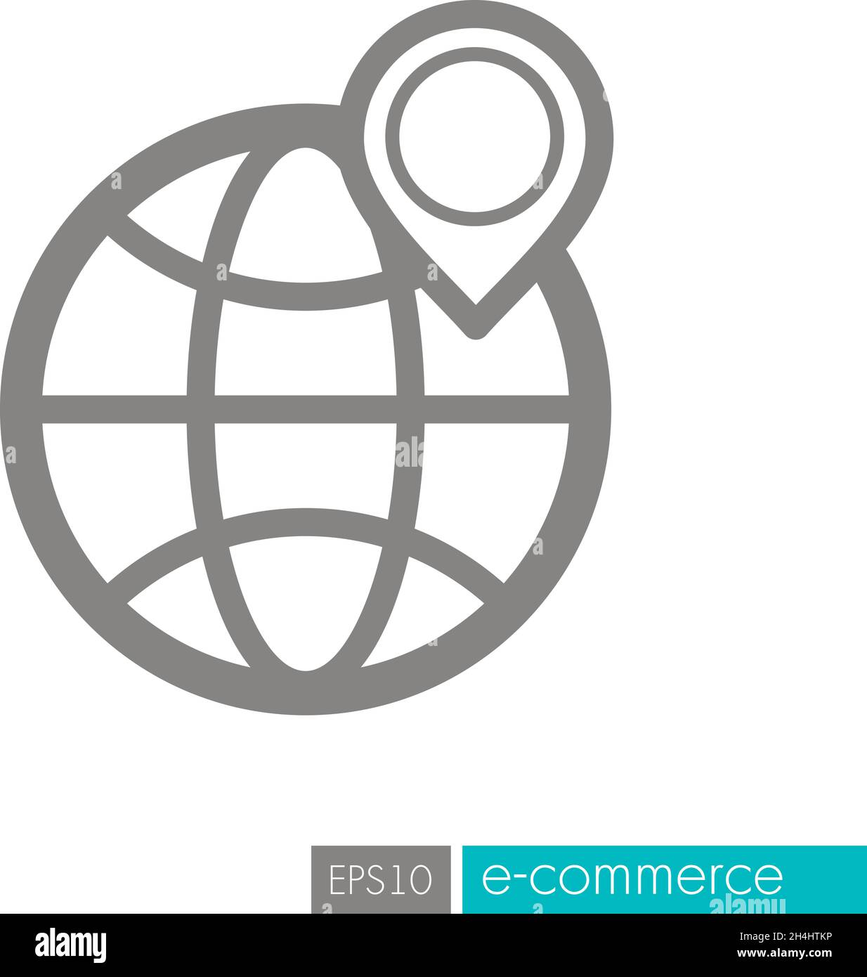 Earth planet and location marker on it icon. E-commerce sign. Graph ...
