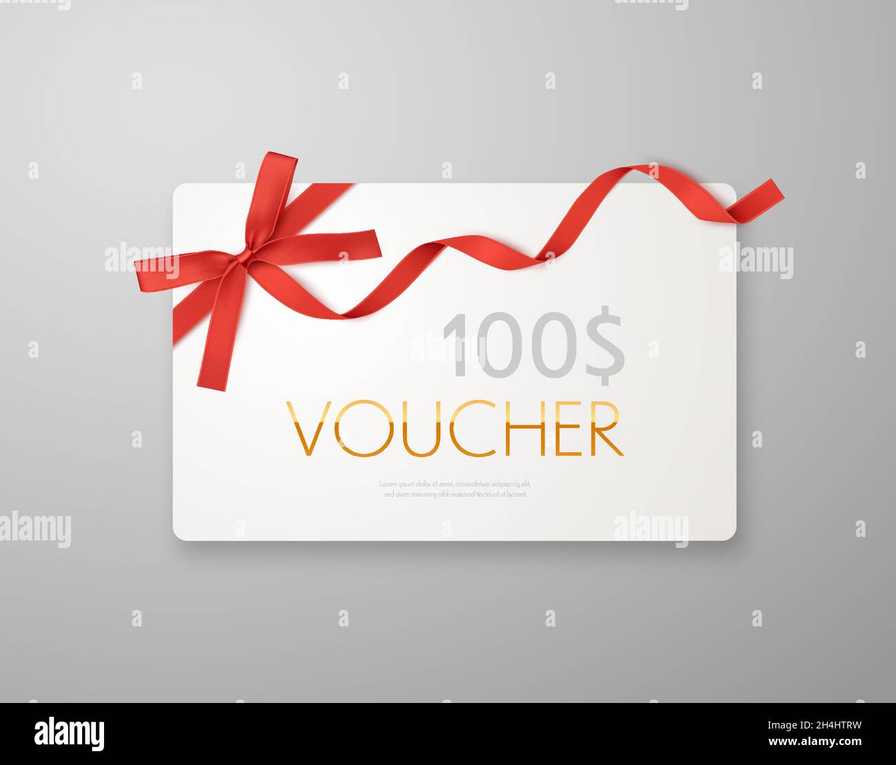 Gift voucher with red ribbon and bow. Discount luxury voucher. Vector ...