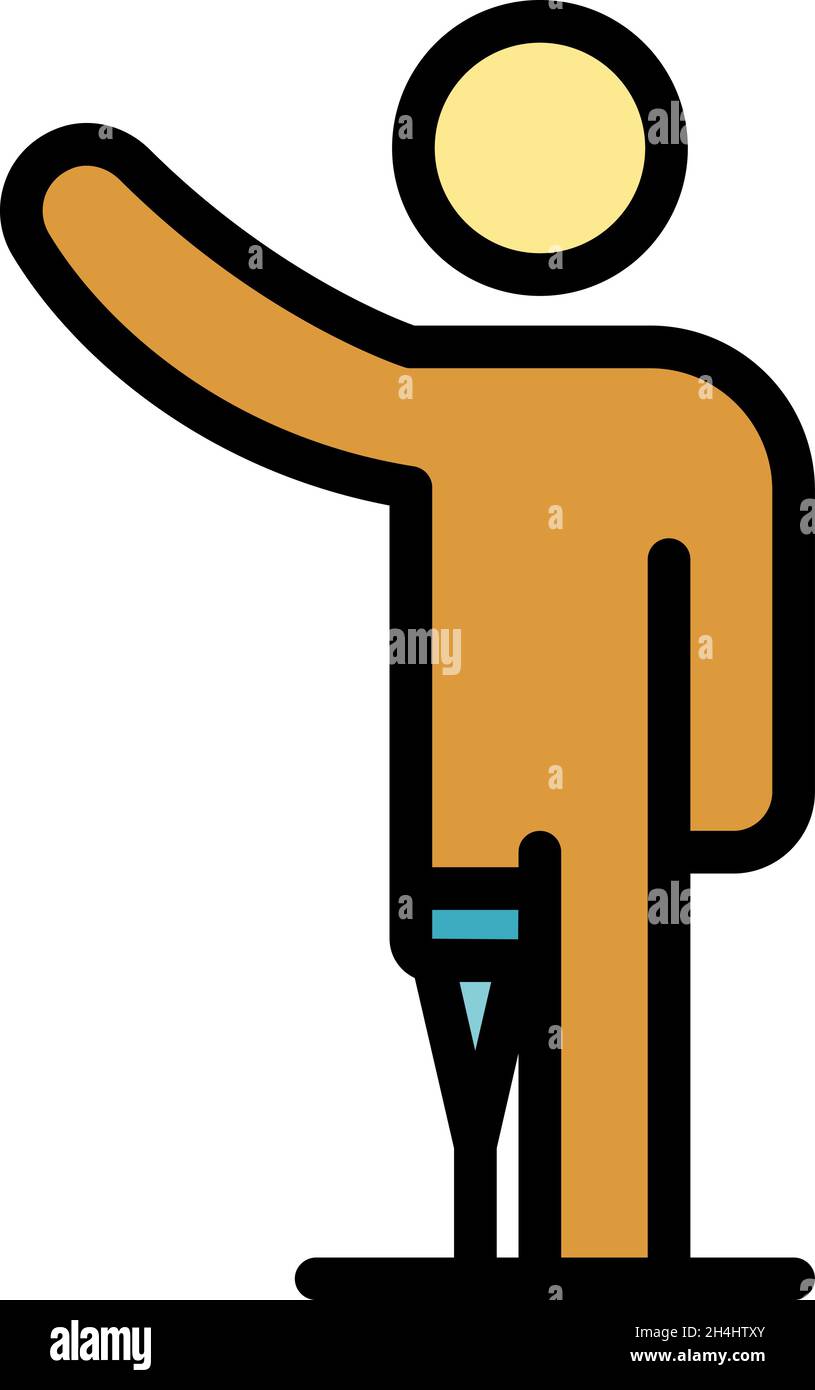 Amputated leg icon. Outline amputated leg vector icon color flat ...