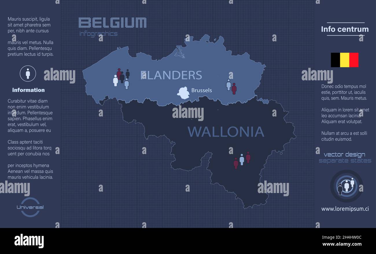 Belgium map, Provinces of Belgium, separate regions with names ...