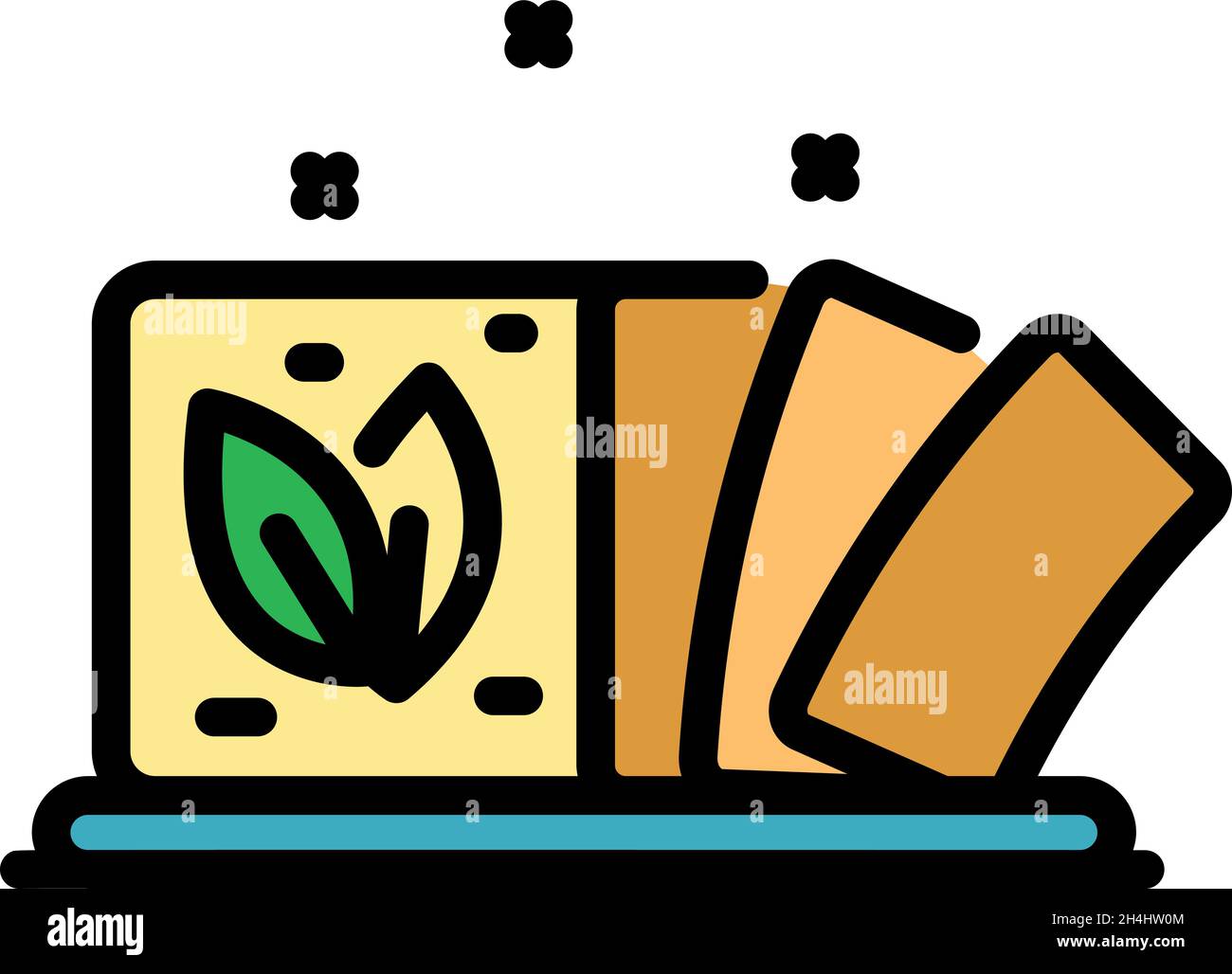 Greek feta cheese icon. Outline greek feta cheese vector icon color ...