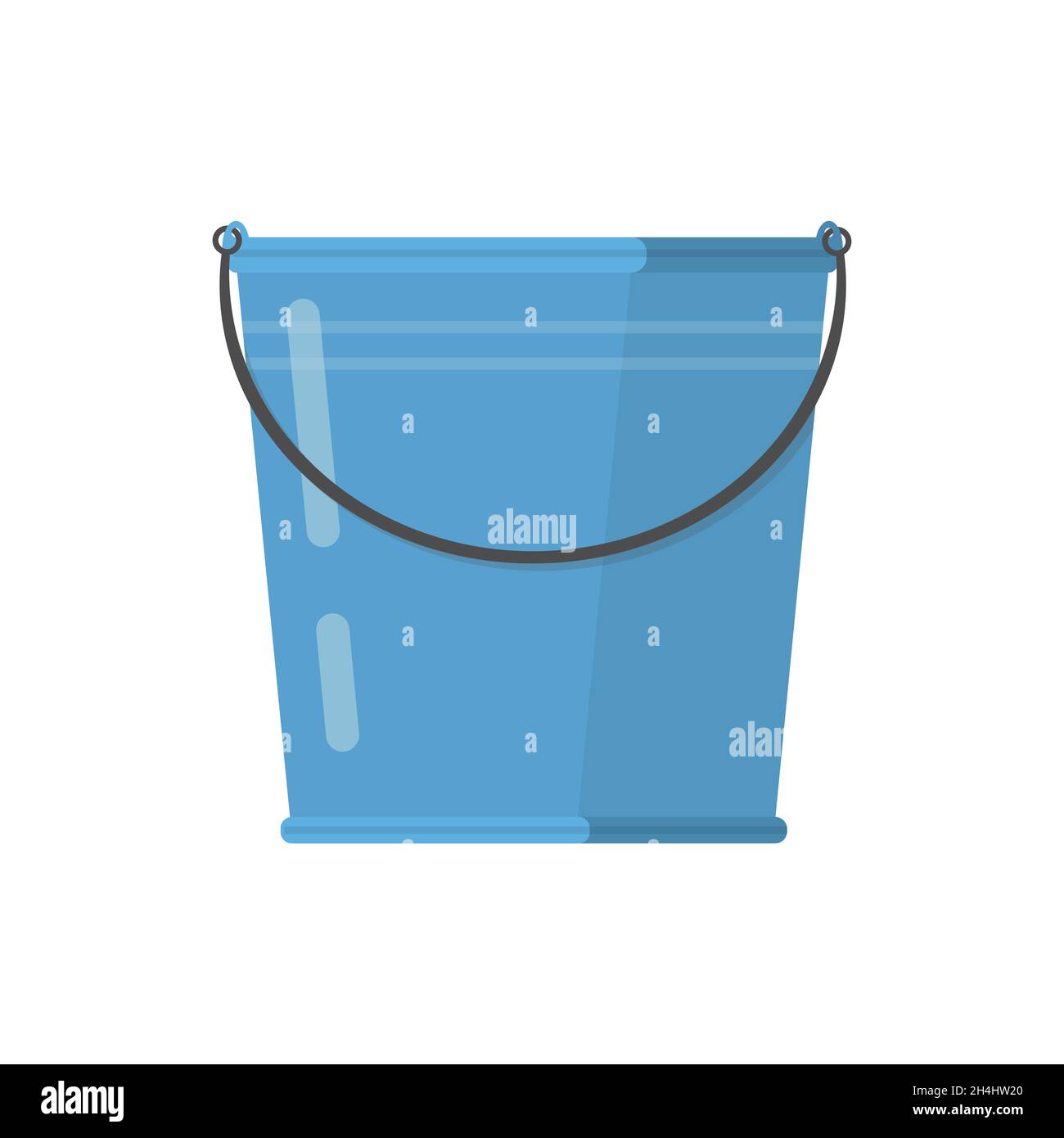 Blue bucket with a black handle. Isolated white background. A bucketful ...