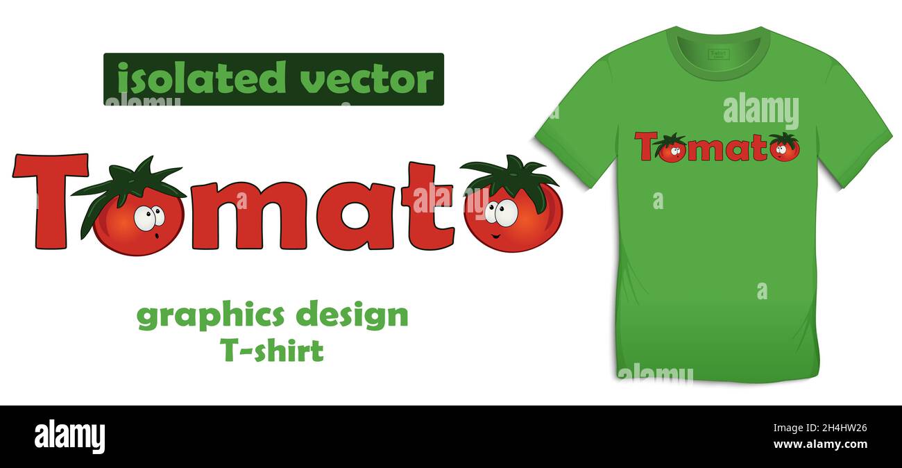 Tomato text font cartoon, isolated on white background, t-shirt ...