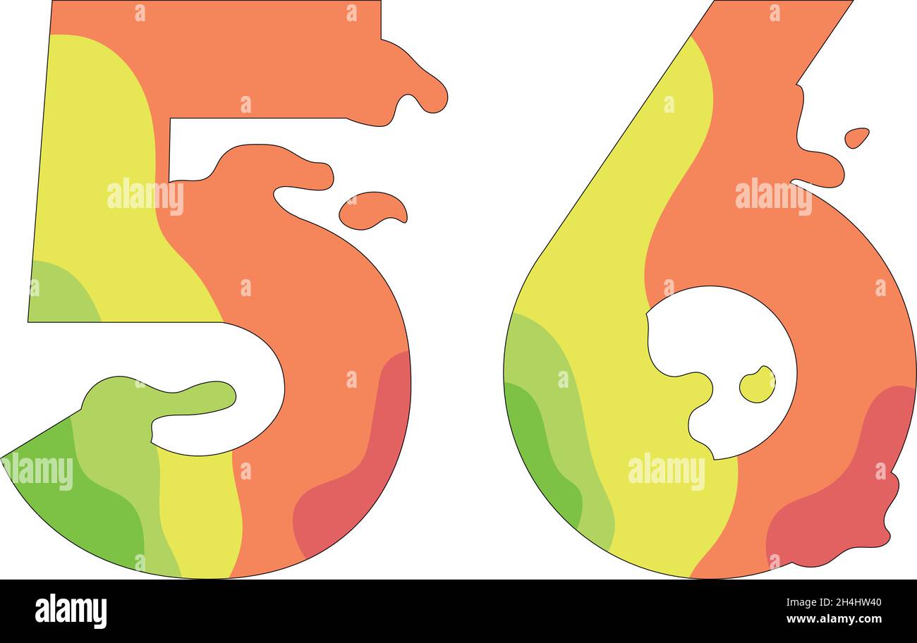 Illustration of colored numbers 5 and 6 on a white background. Vector ...