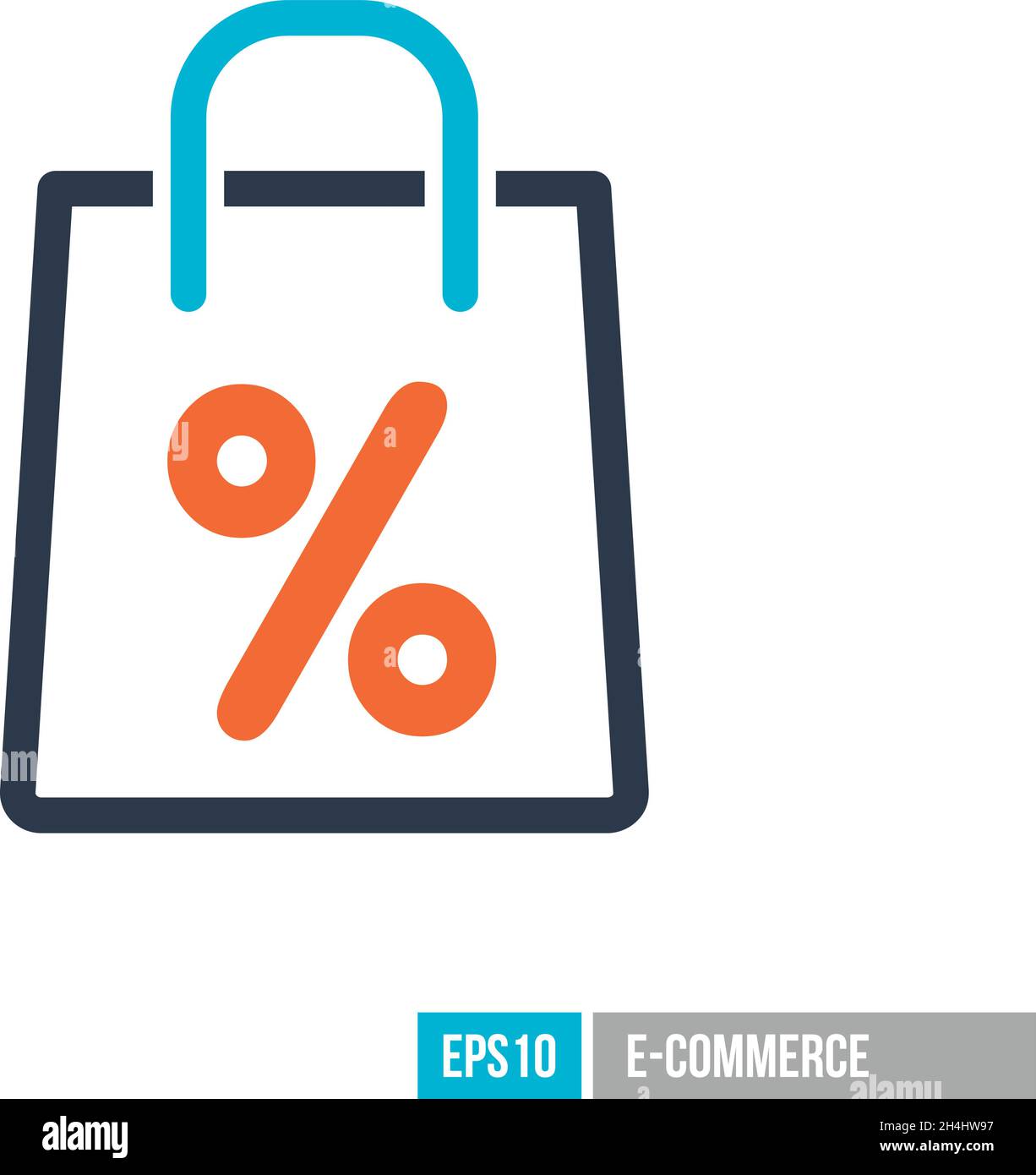 Shopping bag with percent symbol icon. E-commerce sign. Graph symbol ...