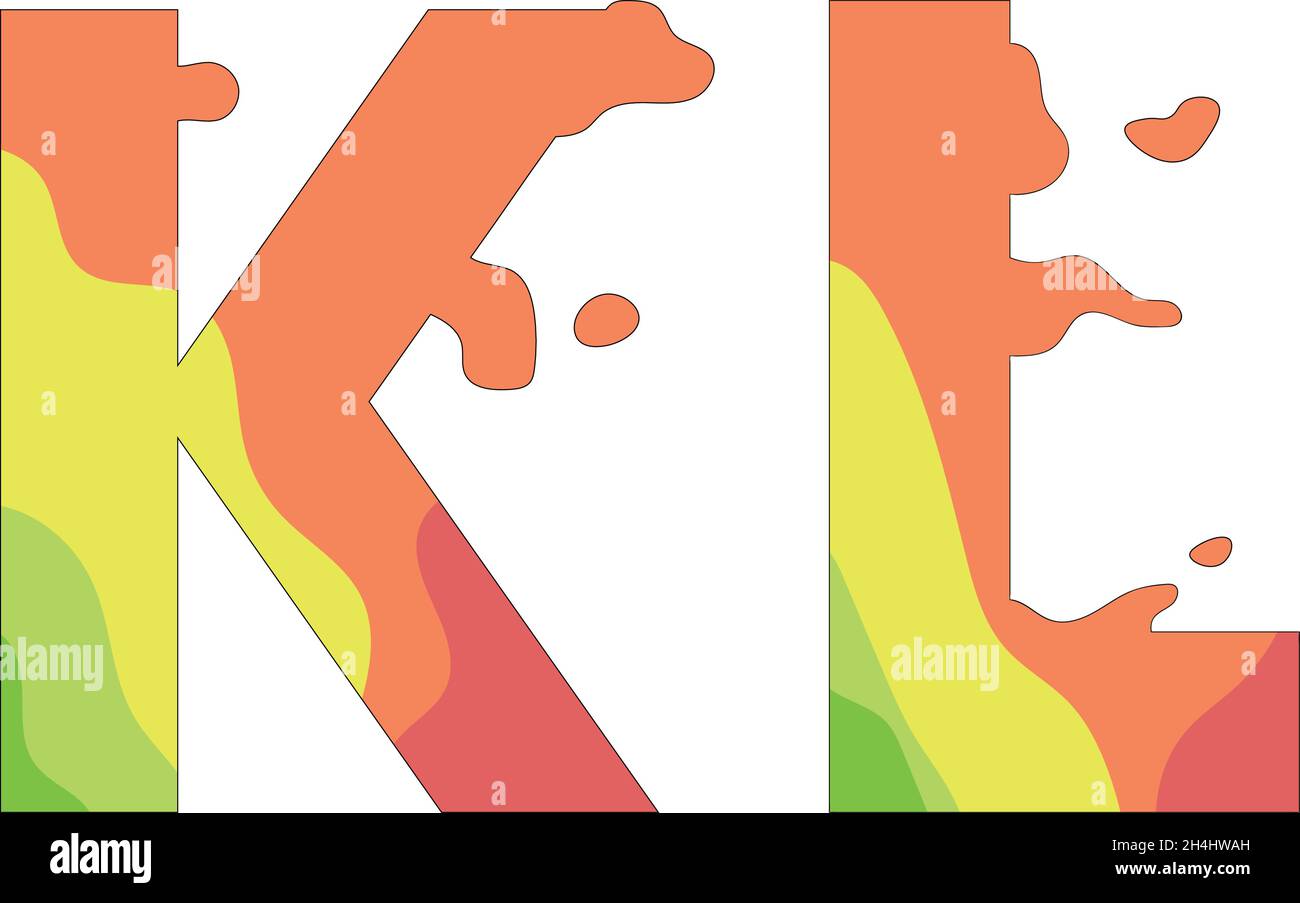 Illustration of colored letters K and L on a white background. Vector ...