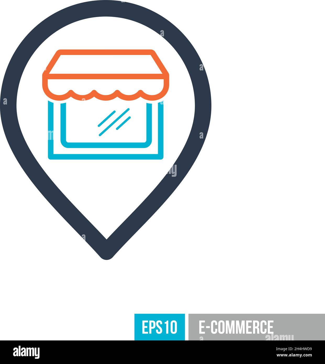 Supermarket store front pin map icon. E-commerce sign. Graph symbol for ...