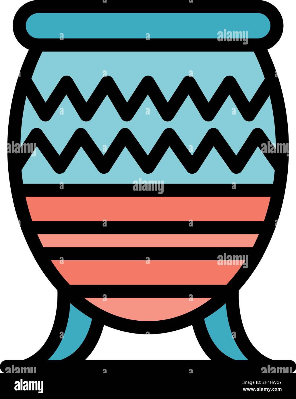 Greek vase icon. Outline greek vase vector icon color flat isolated ...