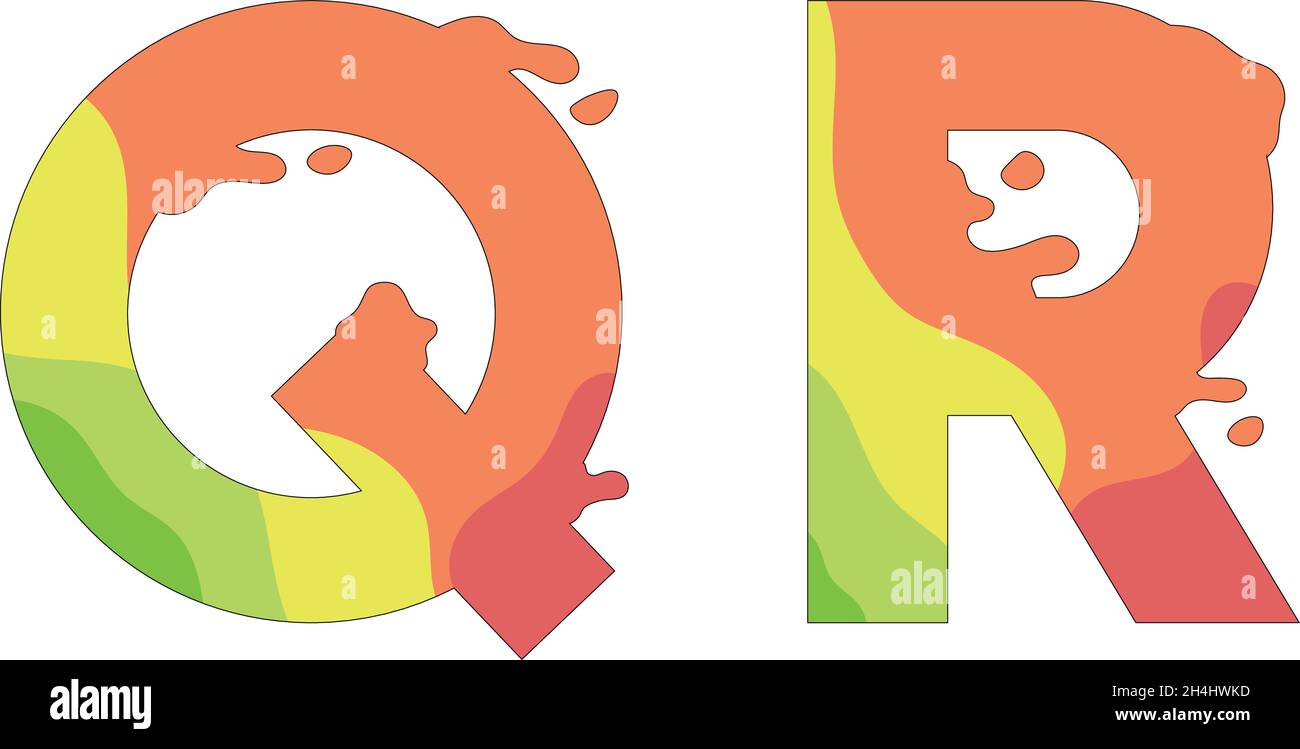Illustration of colored letters Q and R on a white background. Vector ...