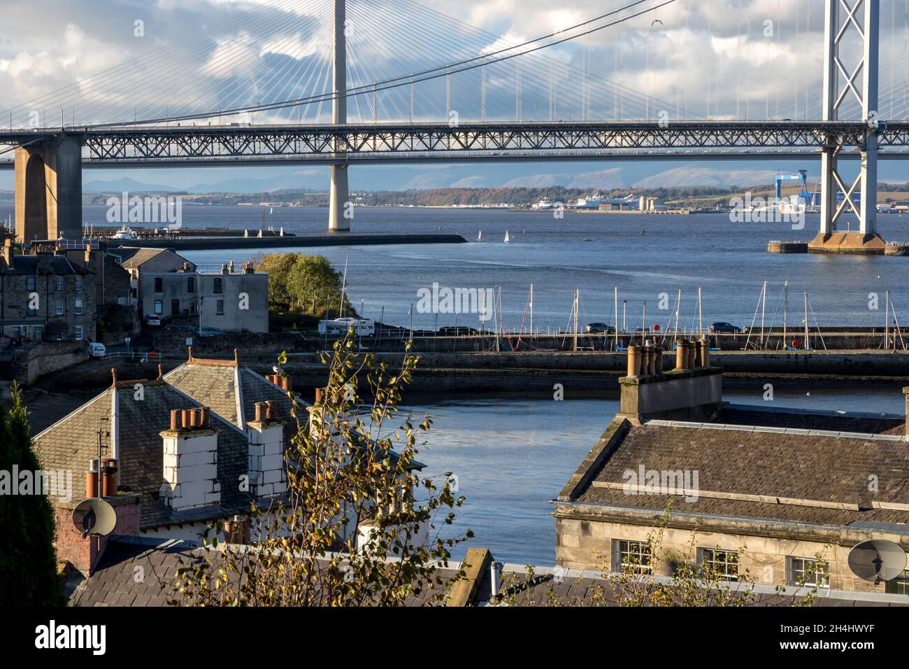 Various shots of South Queensferry Scotland and The Forth bridge Stock ...