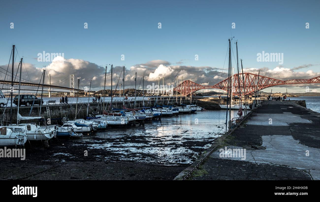 Various shots of South Queensferry Scotland and The Forth bridge Stock ...