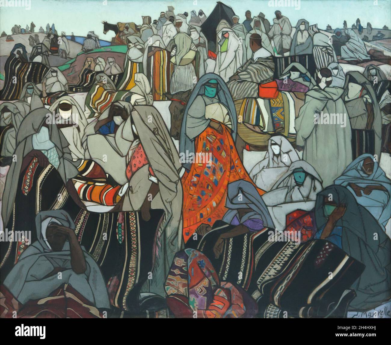 Moroccan rural carpet market (souk) depicted in the painting 'Carpet ...