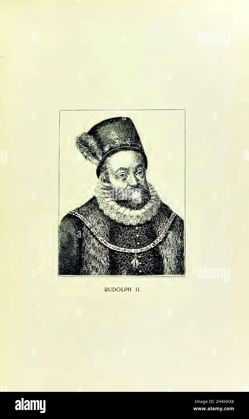 Drawing of Rudolph the Second from a historic 18-19th century alchemy ...