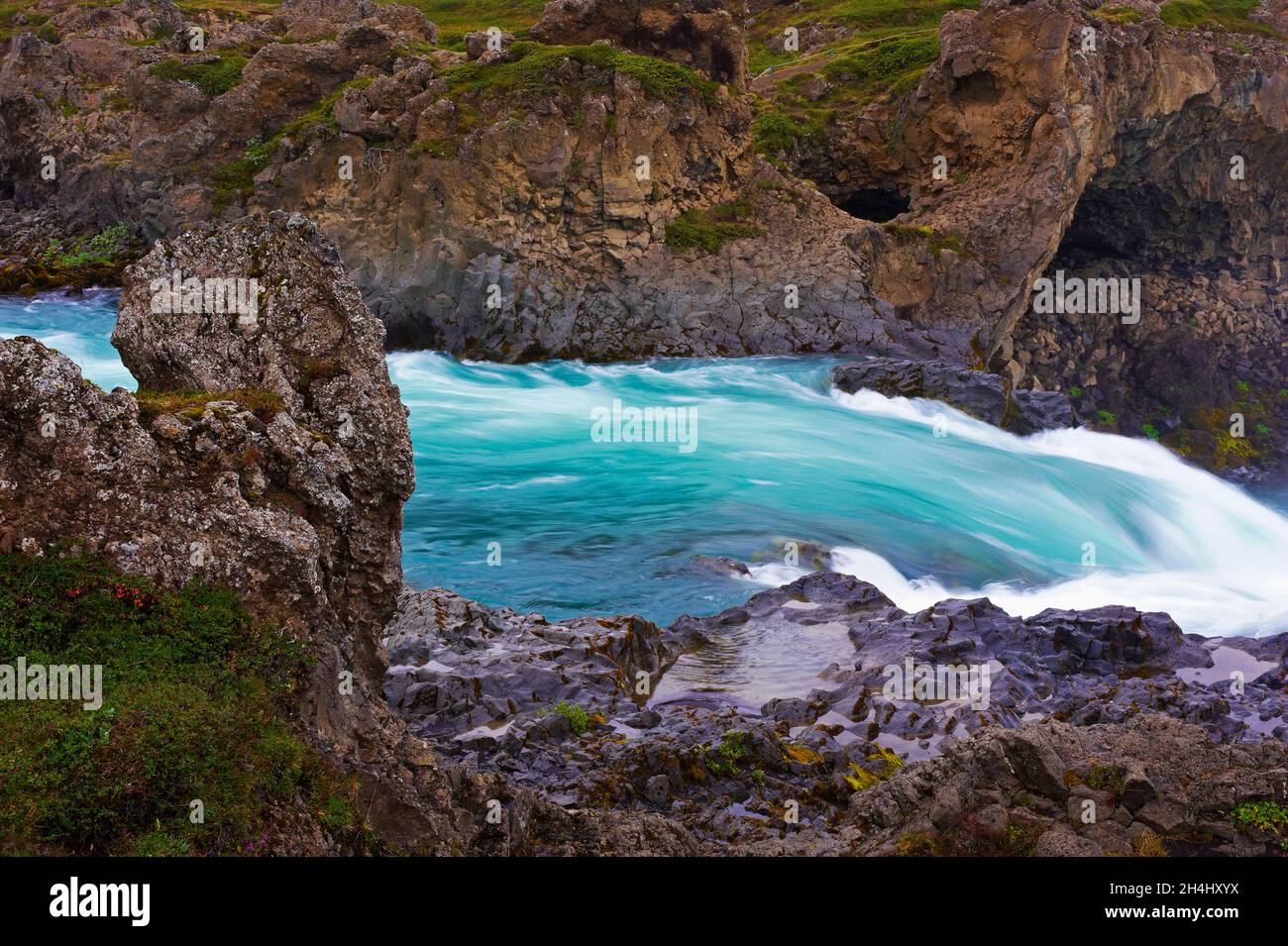 Islande, cascade de Godafoss // Iceland, Godafoss waterfall Stock Photo ...