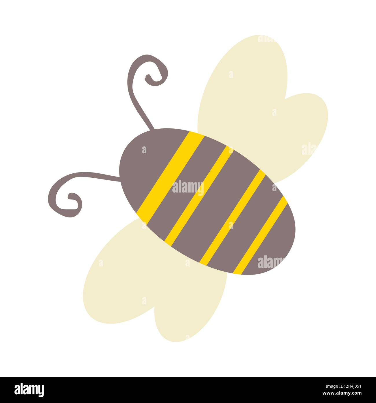 Cute bee drawn in simple primitive doodle style. Naive flat vector ...