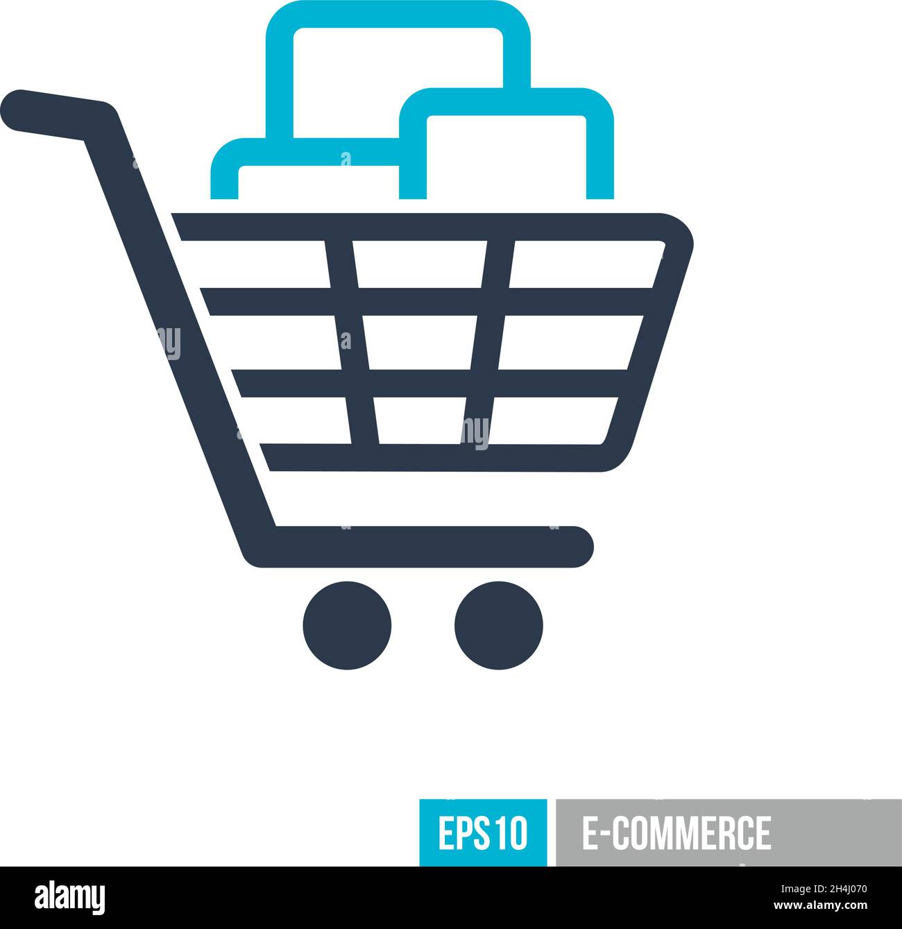 Shopping cart with boxes icon. E-commerce sign. Graph symbol for your ...