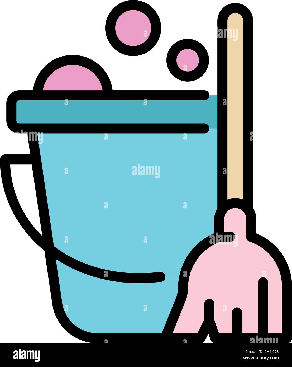 Disinfection home mop bucket icon. Outline disinfection home mop bucket ...