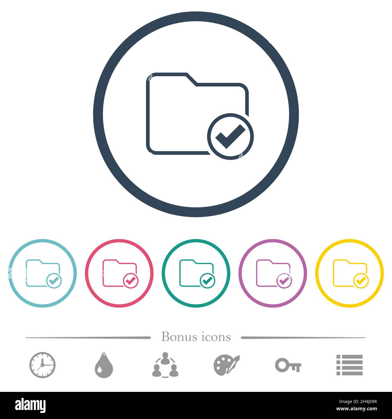 Directory ok outline flat color icons in round outlines. 6 bonus icons ...