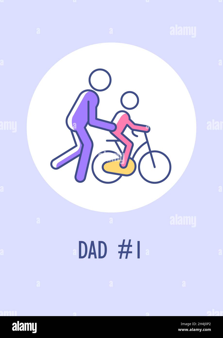 Number one dad greeting card with color icon element Stock Vector Image ...
