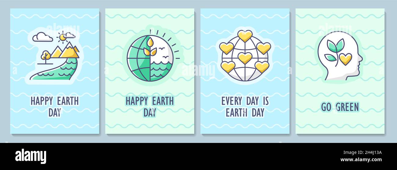 Happy Earth day greeting card with color icon element set Stock Vector ...