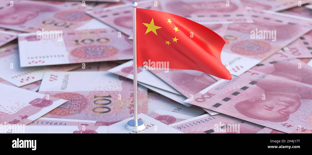 China paper currency, economy, banking, financial business concept ...