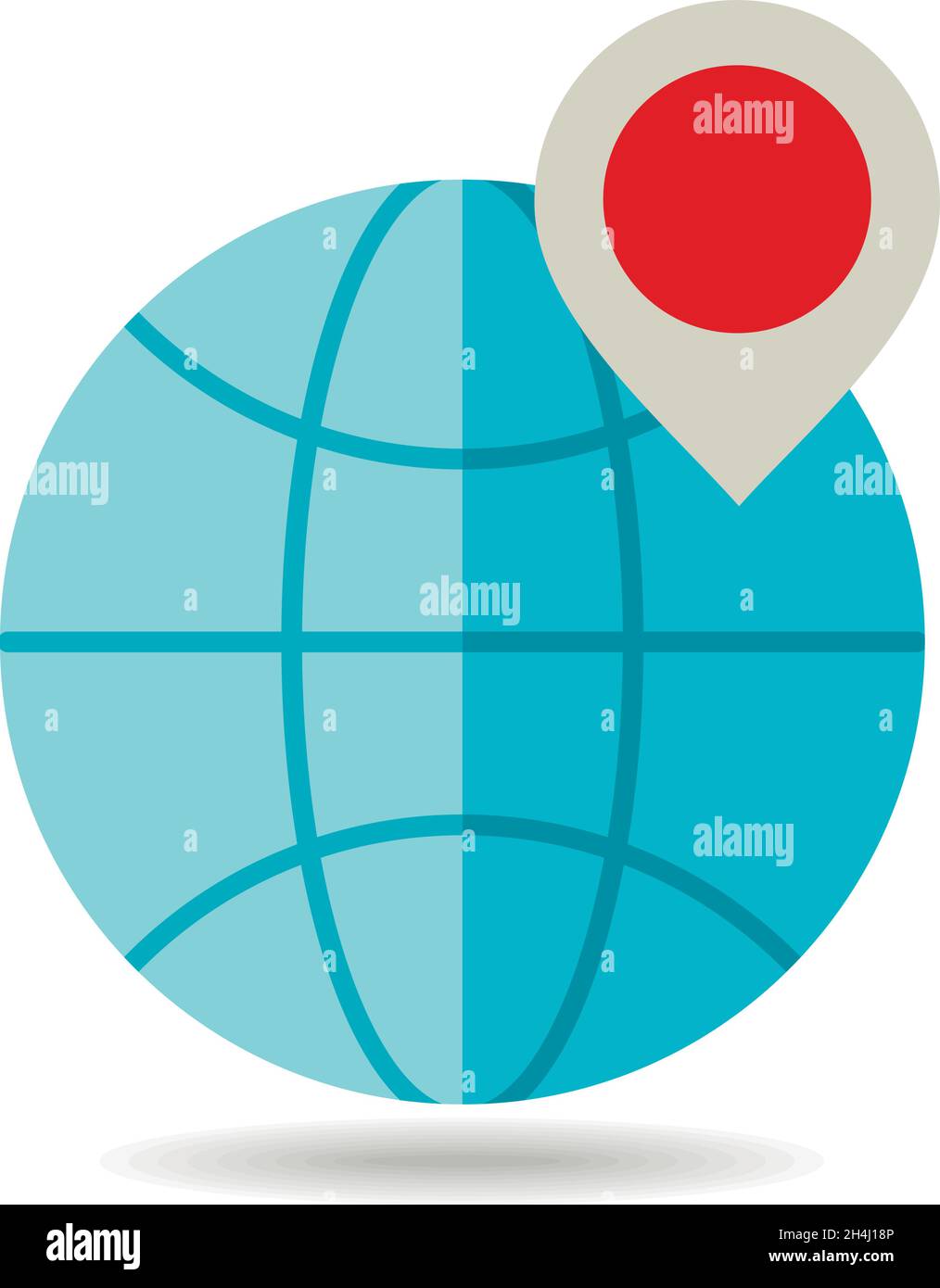 Earth planet and location marker on it icon. International delivery. E ...