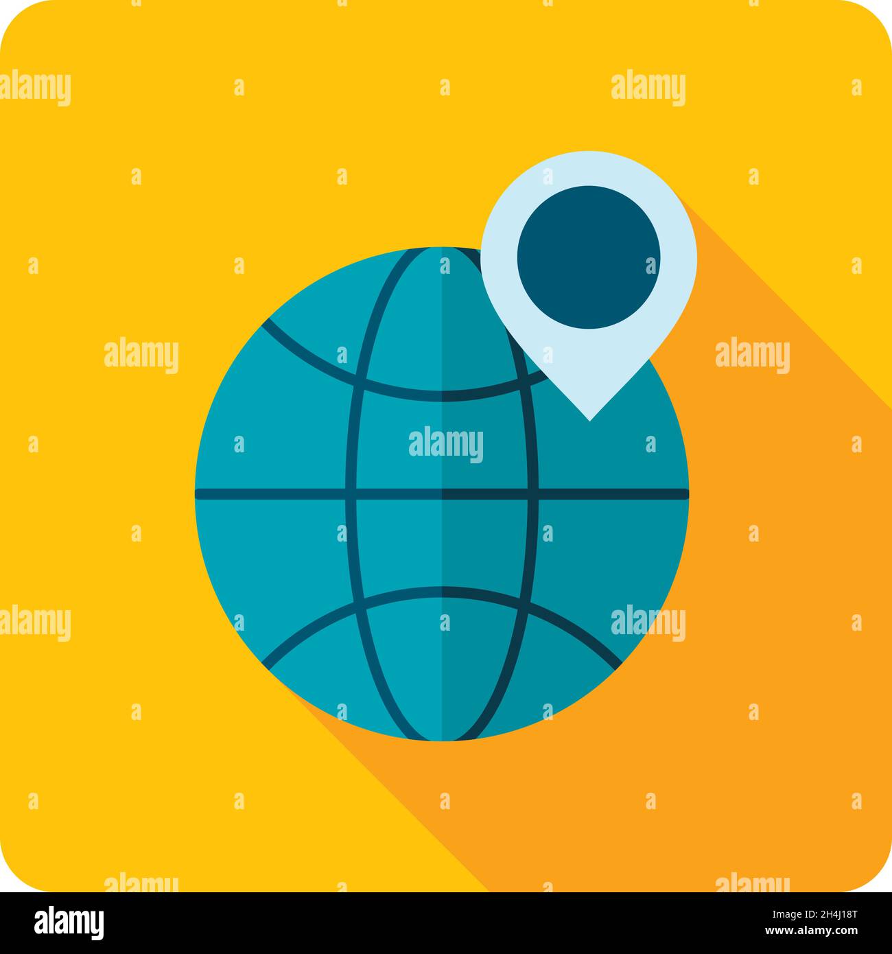 Earth planet and location marker on it icon. International delivery. E ...