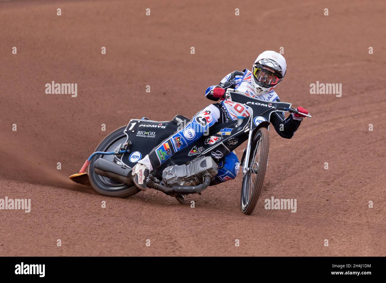 Daniel Bewley speedway rider riding the British Final at the National ...