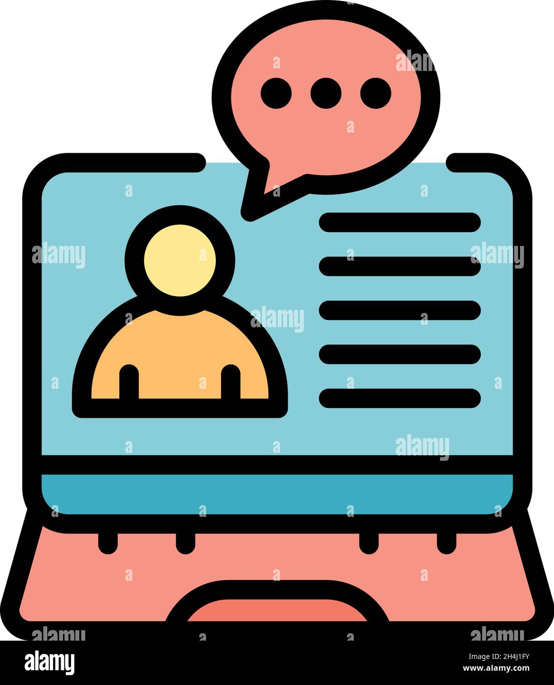 Online teacher icon. Outline online teacher vector icon color flat ...