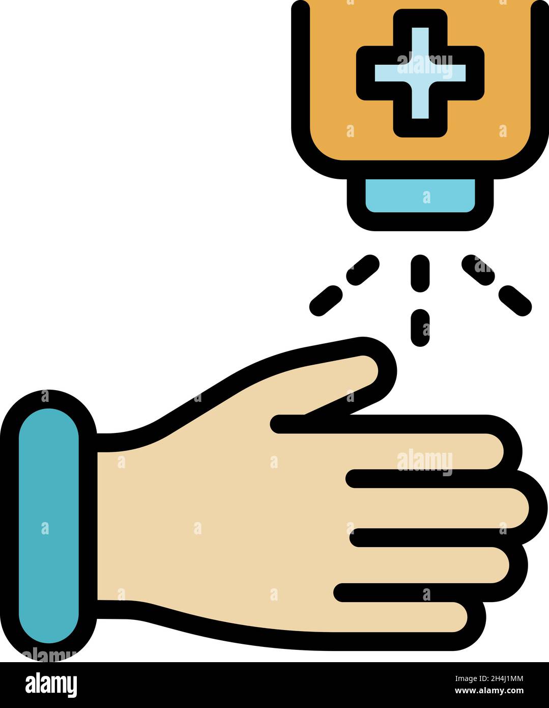 Hands disinfection icon. Outline hands disinfection vector icon color ...