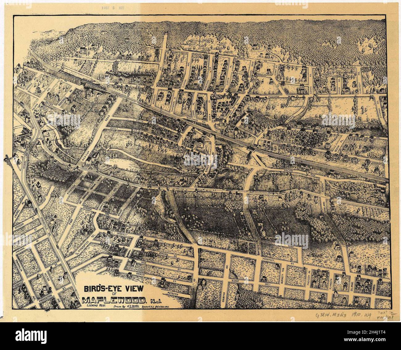 Ancient city panorama map from the 19th century Stock Photo - Alamy