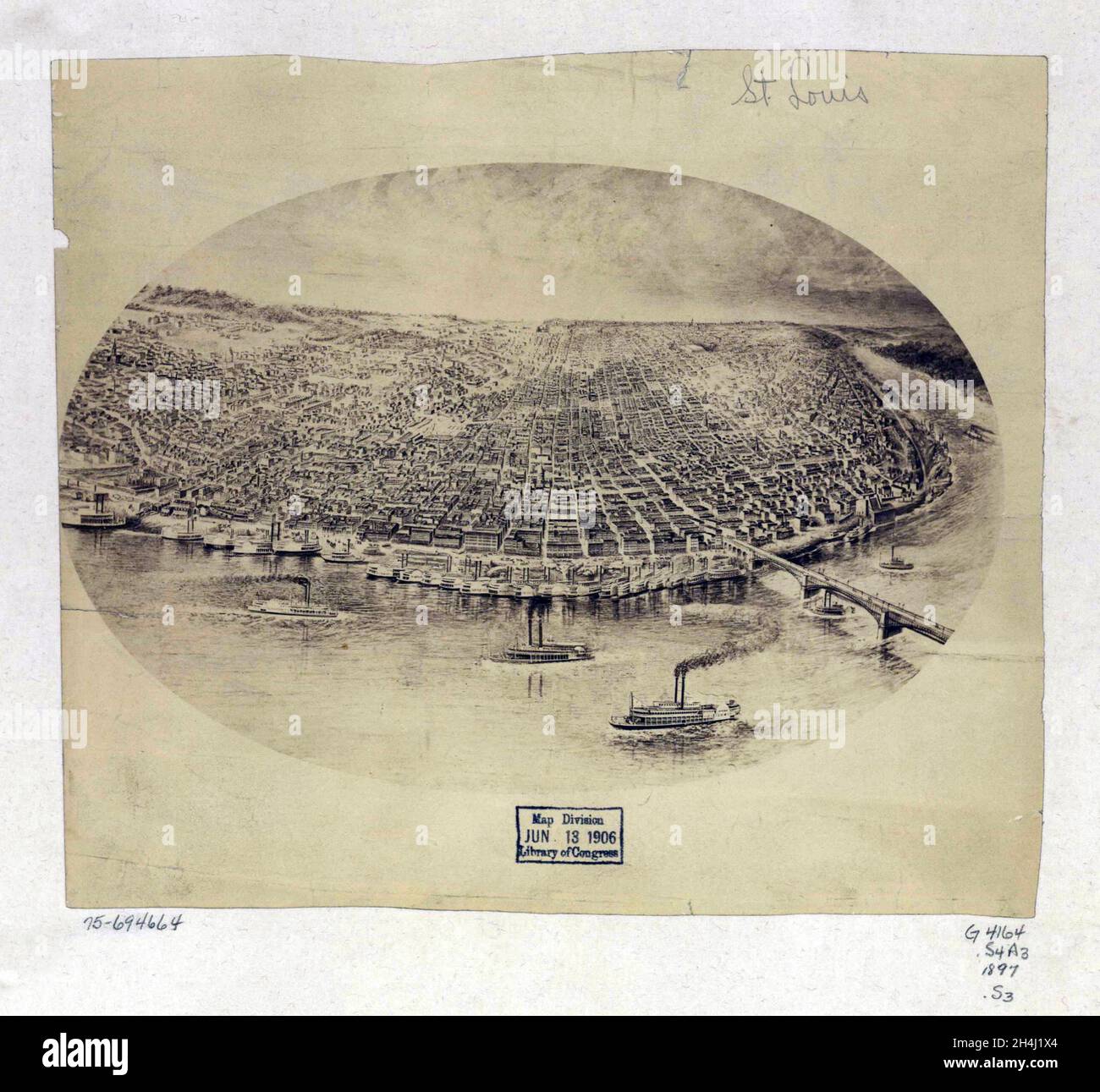 Ancient city panorama map from the 19th century Stock Photo - Alamy
