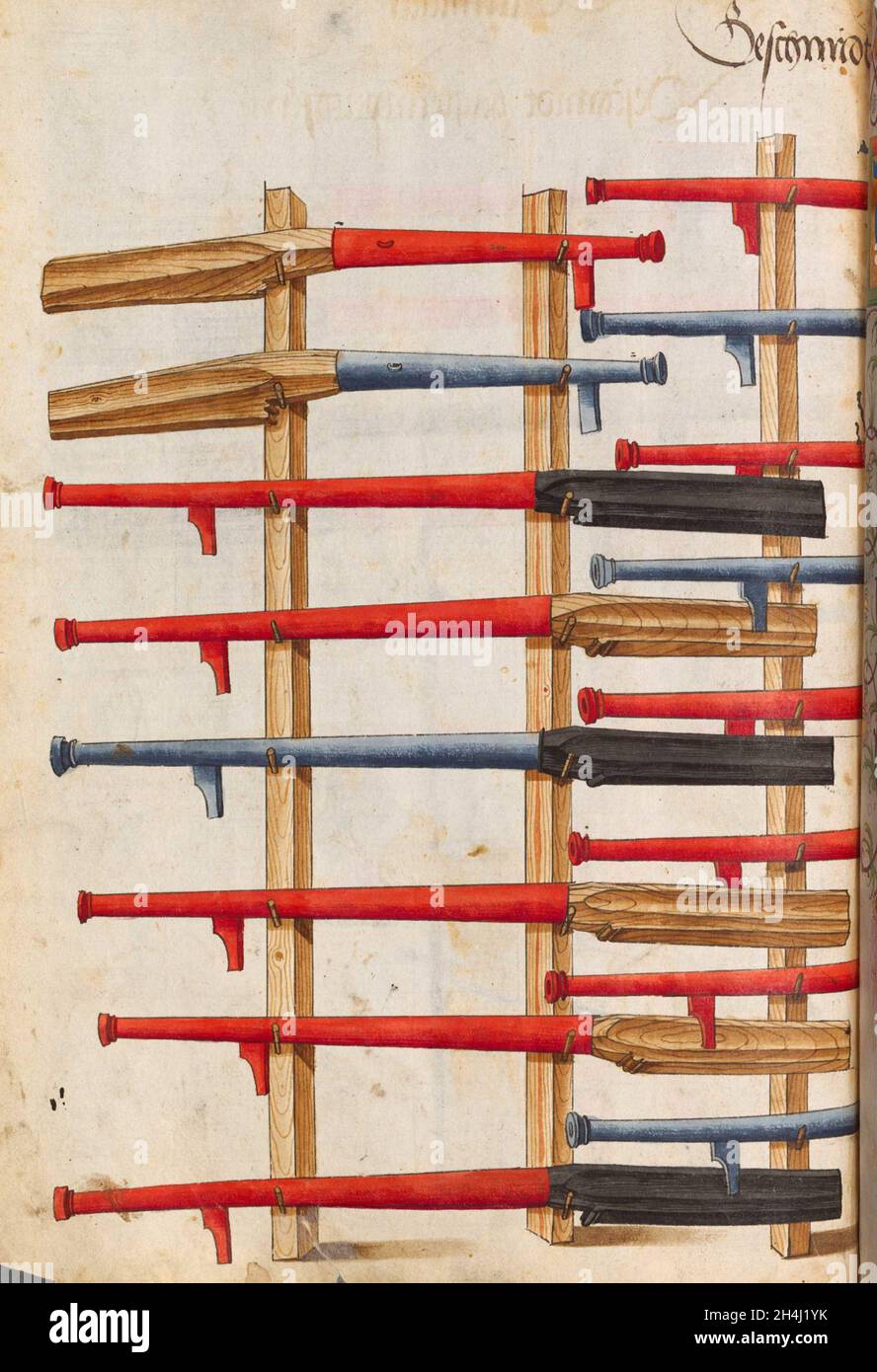 Vintage drawing of German early medieval artillery from the 15-16th ...