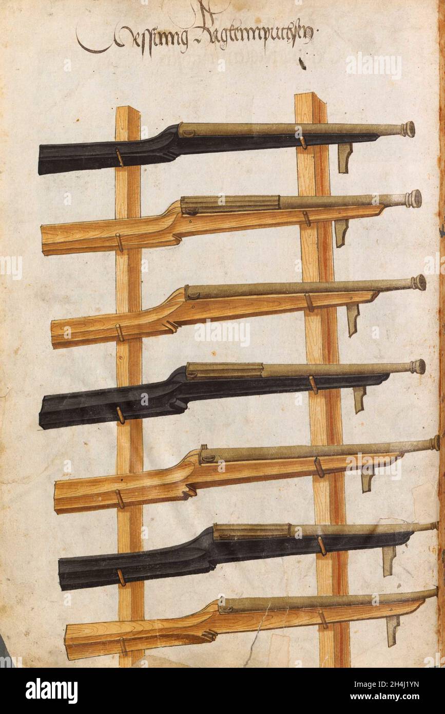 Vintage drawing of German early medieval artillery from the 15-16th ...