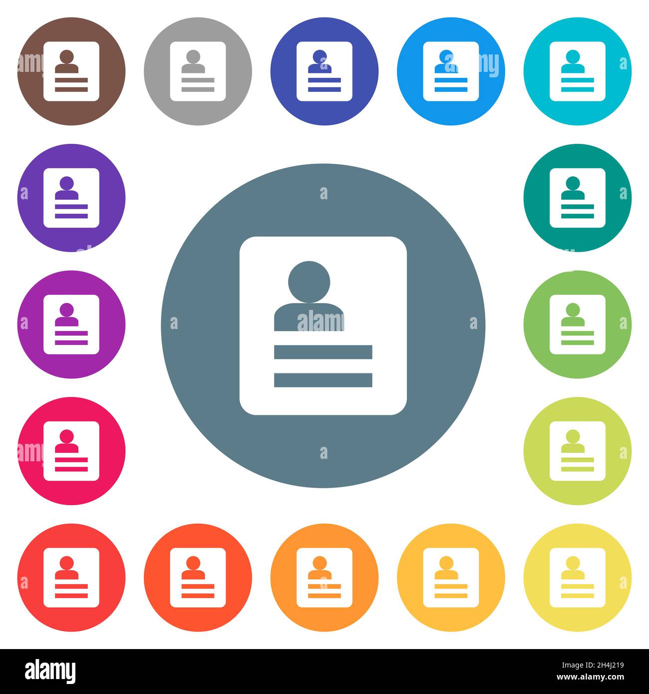 User profile solid flat white icons on round color backgrounds. 17 ...