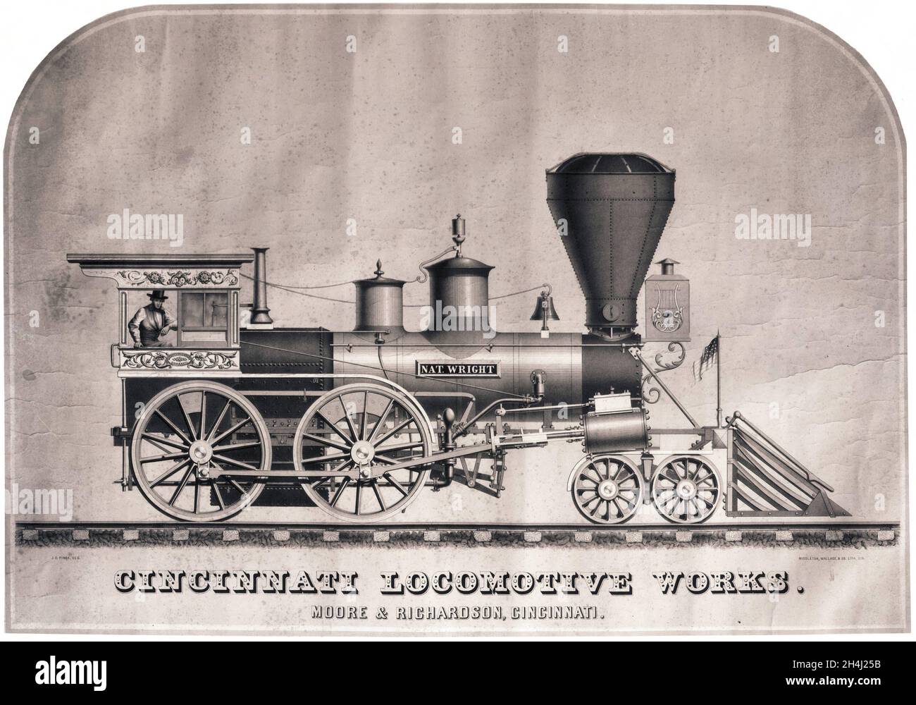 Vintage illustration of an ancient railroad Stock Photo - Alamy