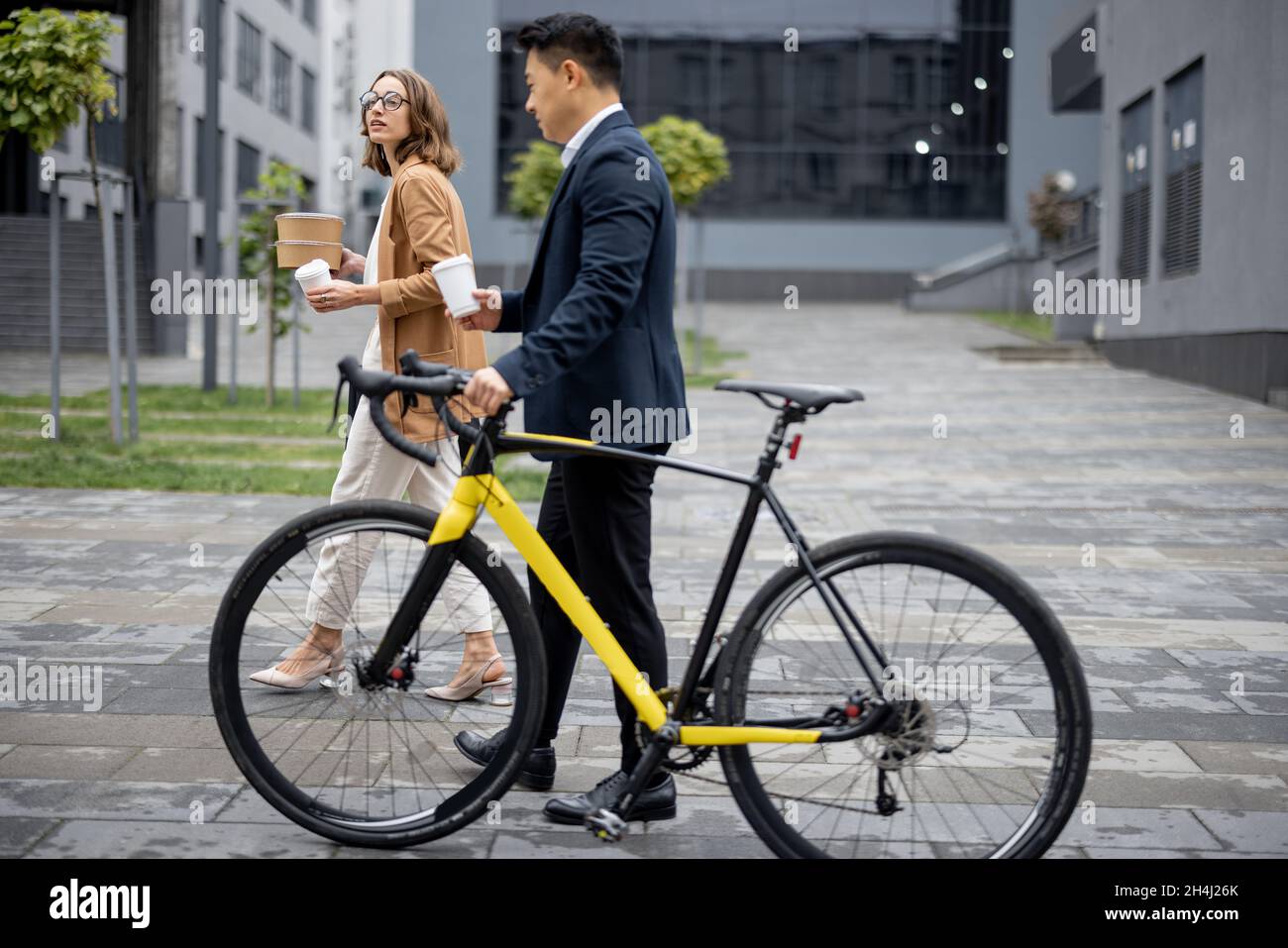 Coffee break walk office smile hi-res stock photography and images - Alamy