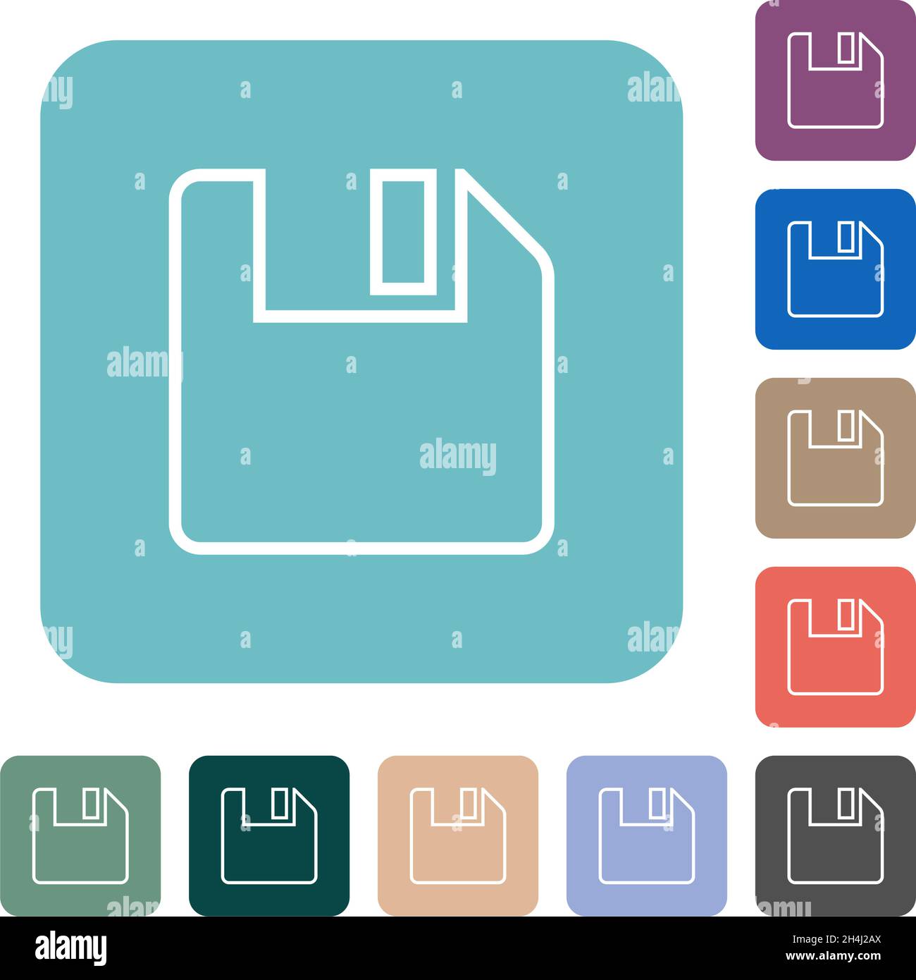 Save to floppy outline white flat icons on color rounded square ...