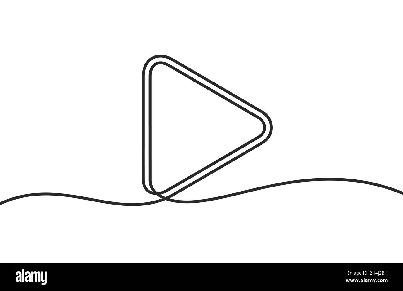Play button one line background. One continuous line drawing of play ...