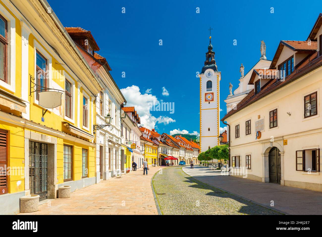 Kamnik - June 2020, Slovenia: View of the main street (Šutna) of Kamnik ...