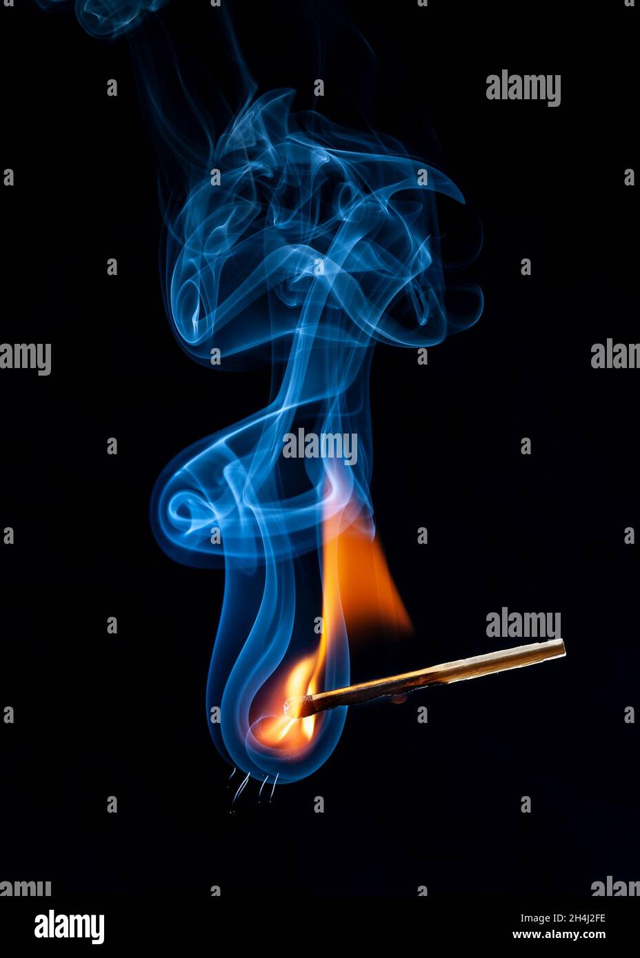 Burning match Strongly smoking matchwood, Match extinguished and ...