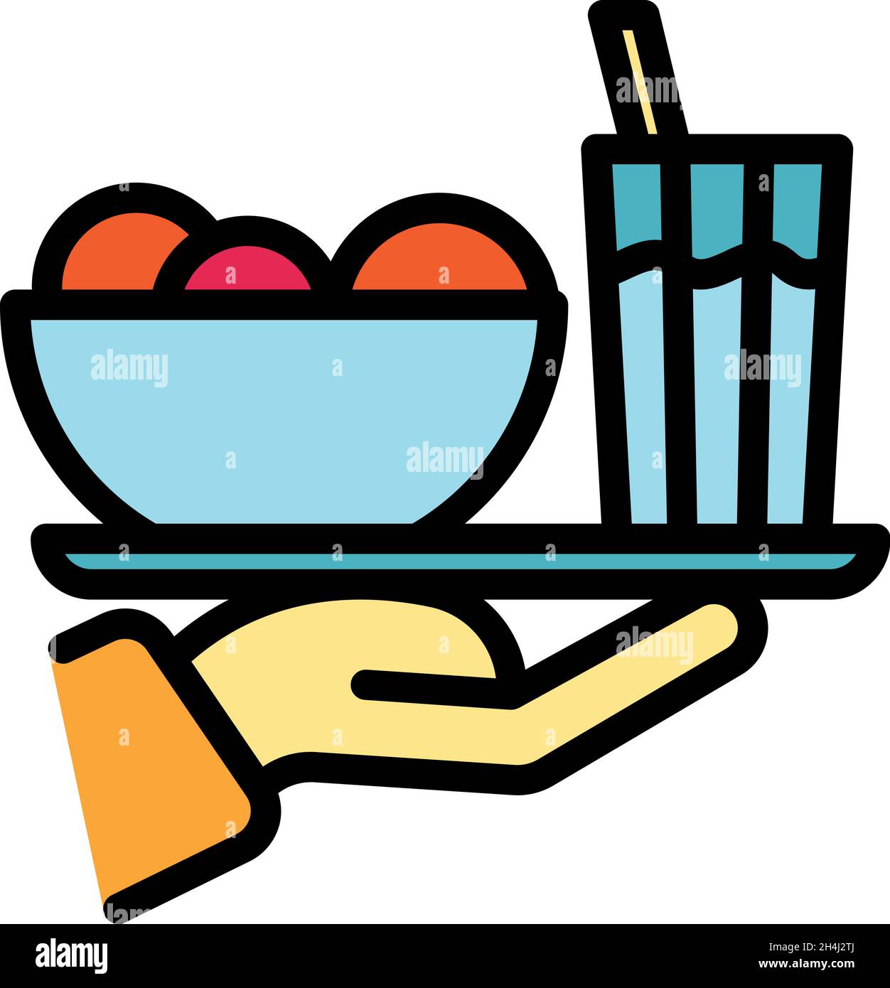 Homemade food tray icon. Outline homemade food tray vector icon color ...