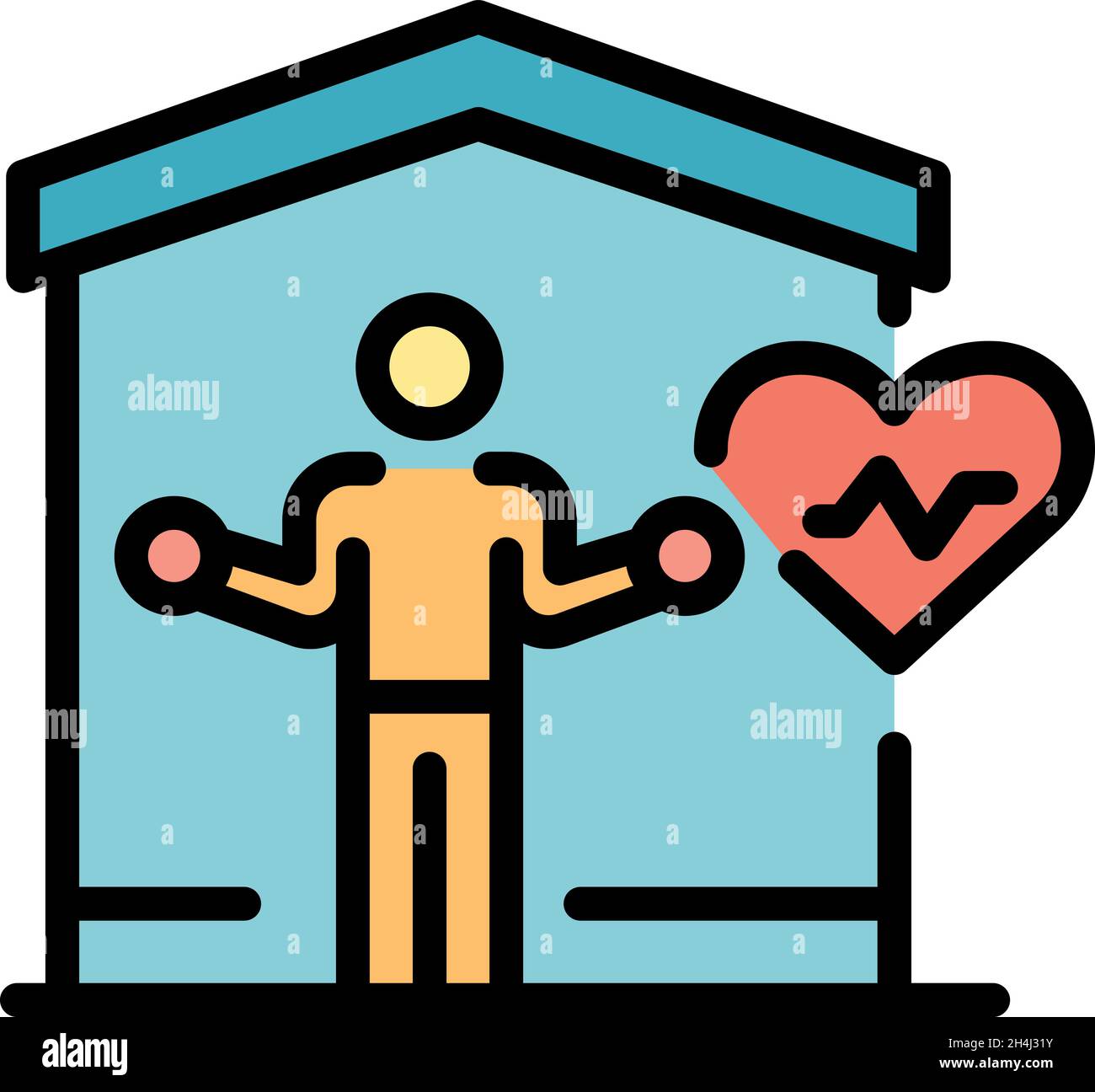 Home fitness icon. Outline home fitness vector icon color flat isolated ...