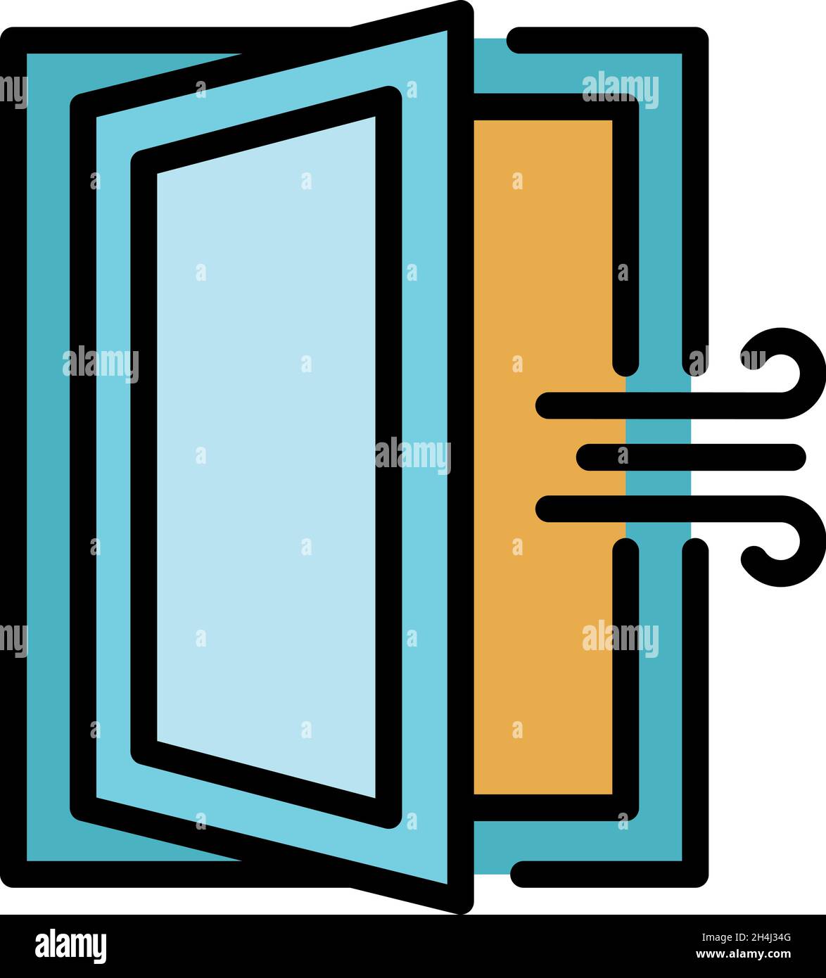 Room ventilation icon. Outline room ventilation vector icon color flat ...