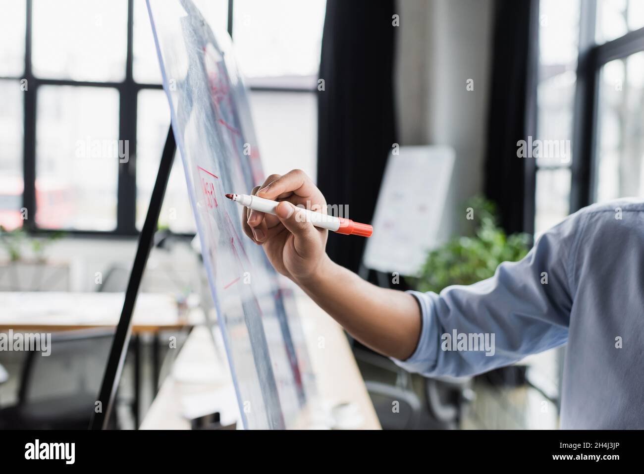 Businessman writing on glass hi-res stock photography and images - Alamy