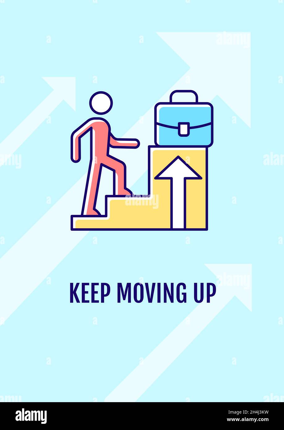 Keep moving up greeting card with color icon element Stock Vector Image ...