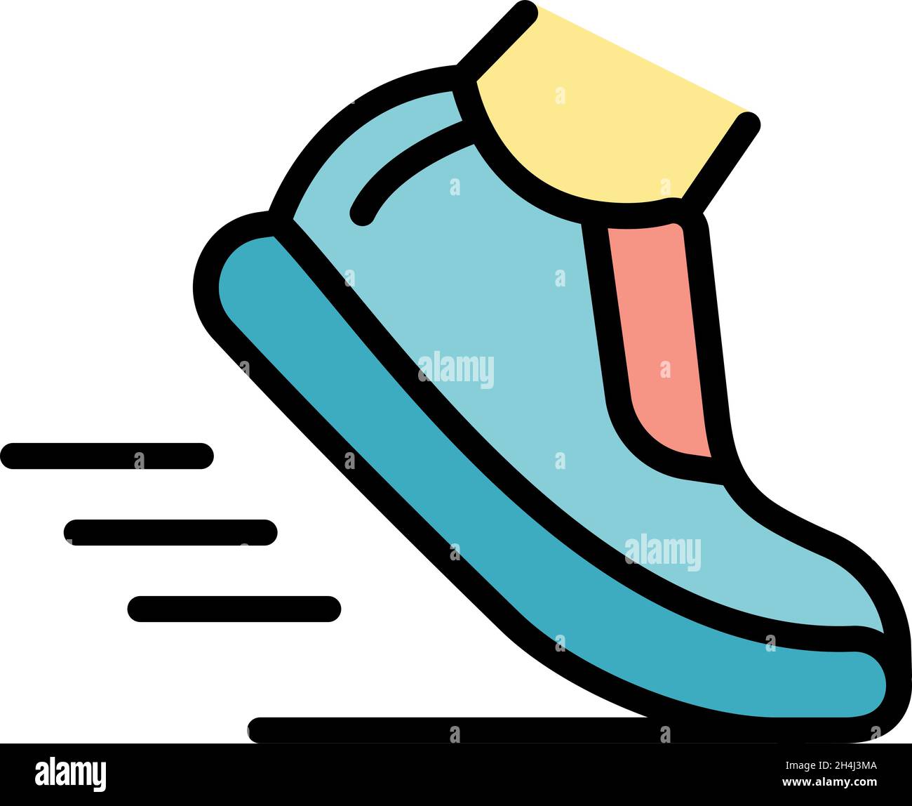 Running foot icon. Outline running foot vector icon color flat isolated ...