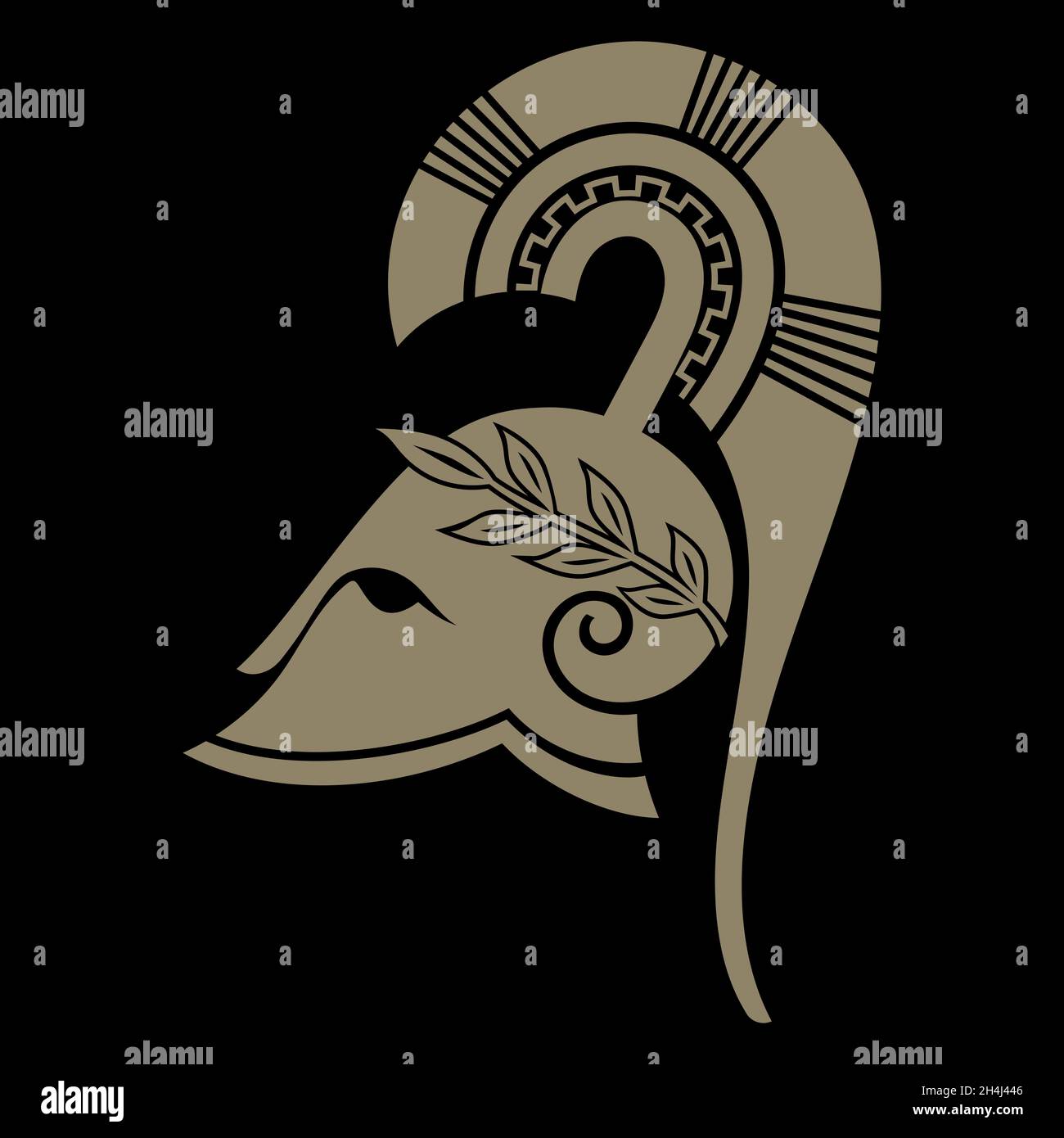 Ancient Spartan helmet and Greek ornament meander Stock Vector Image ...