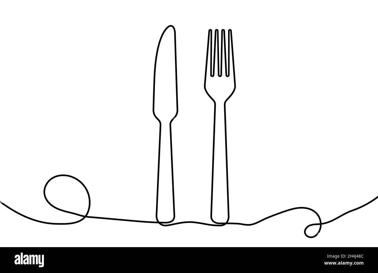 Cutlery one line background. One continuous line drawing of fork and ... Cutlery one line background. One continuous line drawing of fork and ...