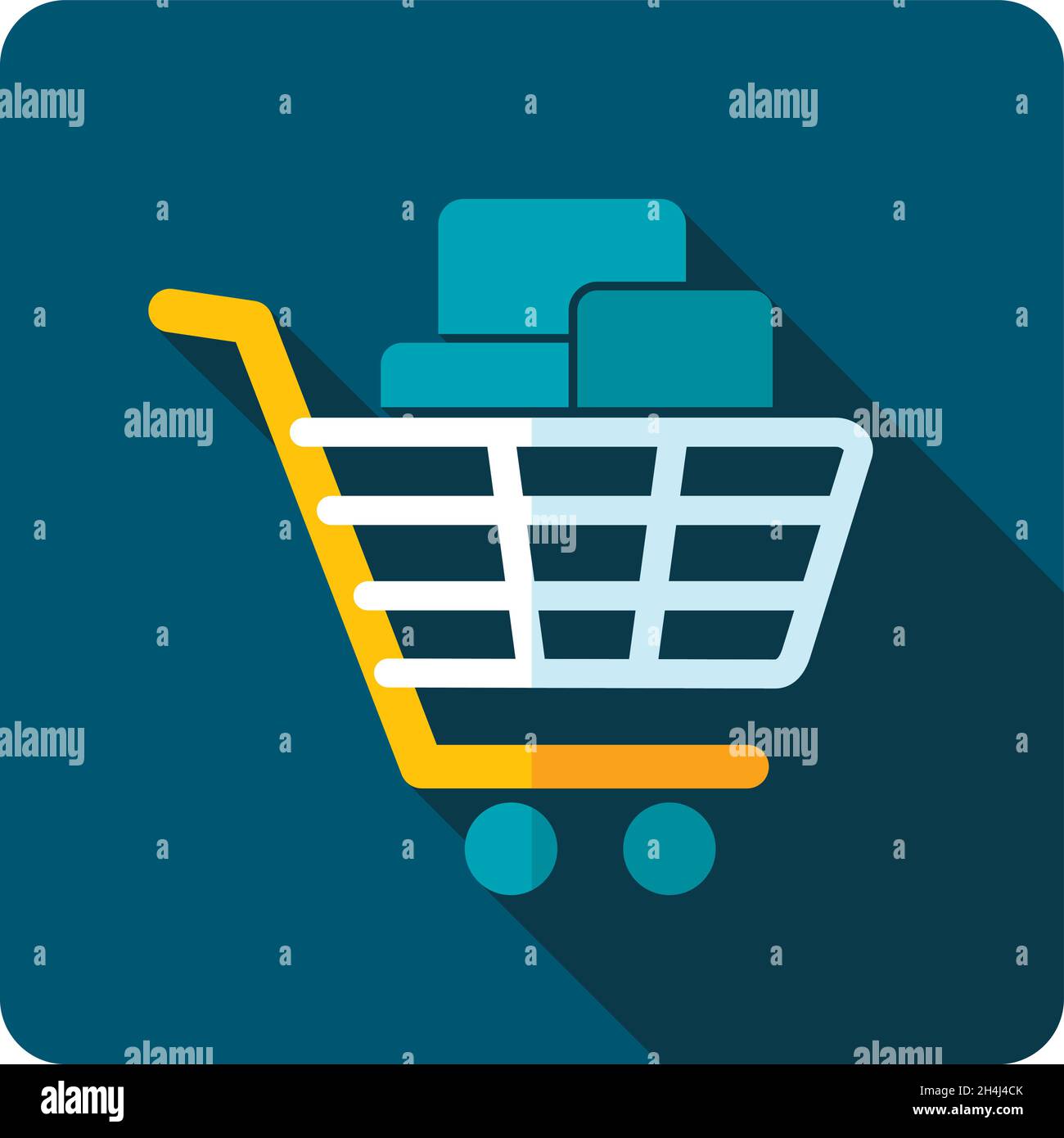 Shopping cart with boxes icon. E-commerce sign. Graph symbol for your ...